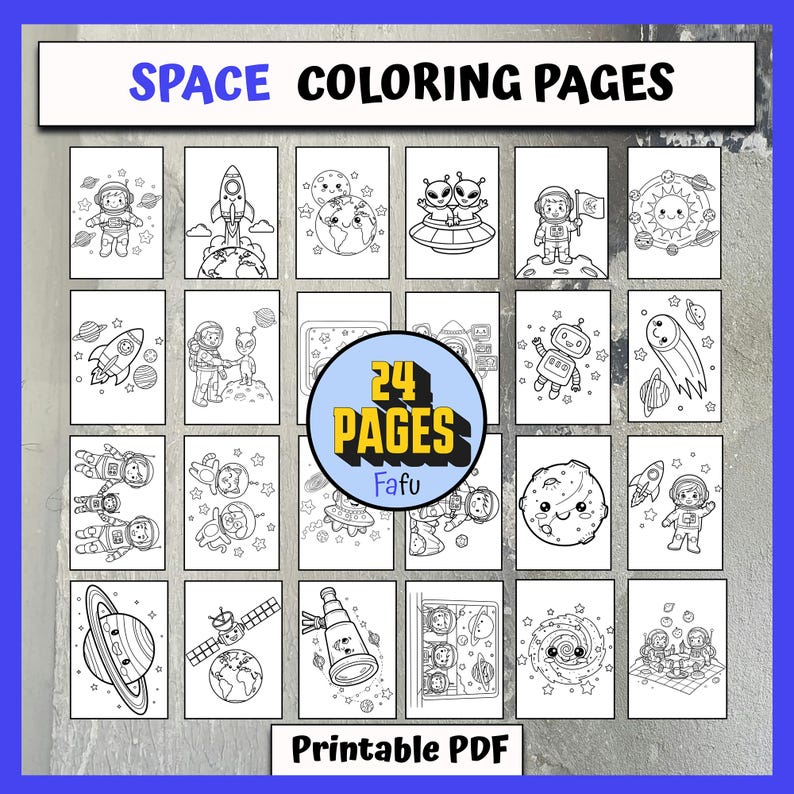 Space Adventure Coloring Pages for Kids: Planets, Rockets, Astronauts ...