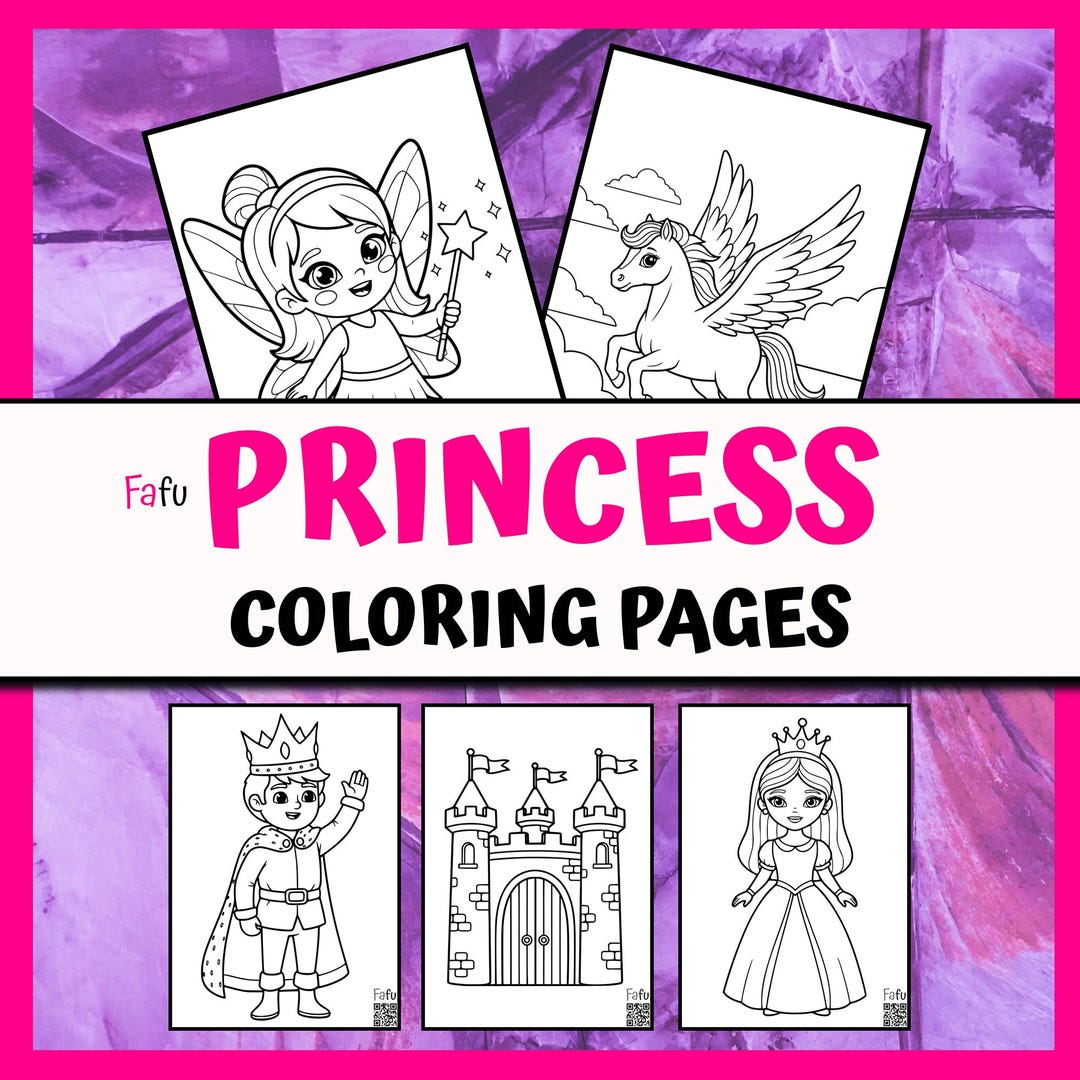 Princess Coloring Pages for Kids: Unicorn, Dragon, Castle (PDF ...