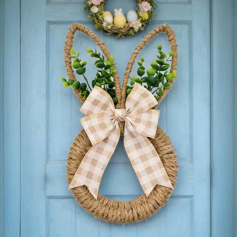 Easter Wreath With Rabbit for Front Door, Wreath With Rabbit Ears ...