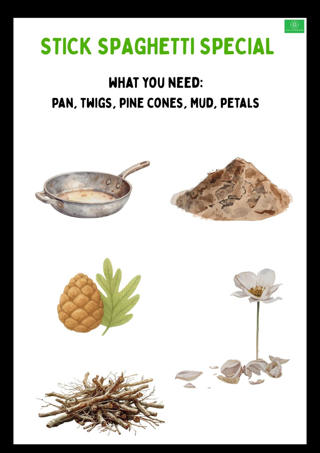Stick Spaghetti Special, Mud Kitchen Recipe Card, Forest School ...