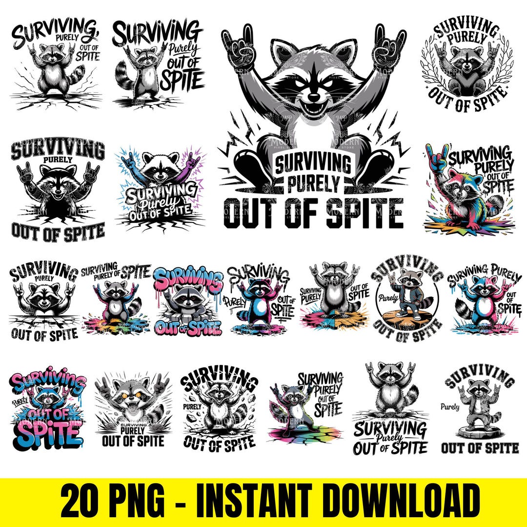 20 Surviving Out of Spite Quotes PNG, Raccoon Design, Funny Raccoon PNG ...