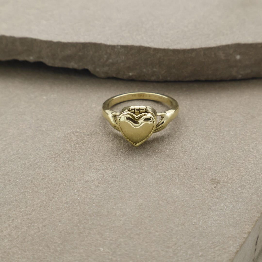 Vintage Heart Locket Ring – Sterling Silver Hidden Compartment Ring ...