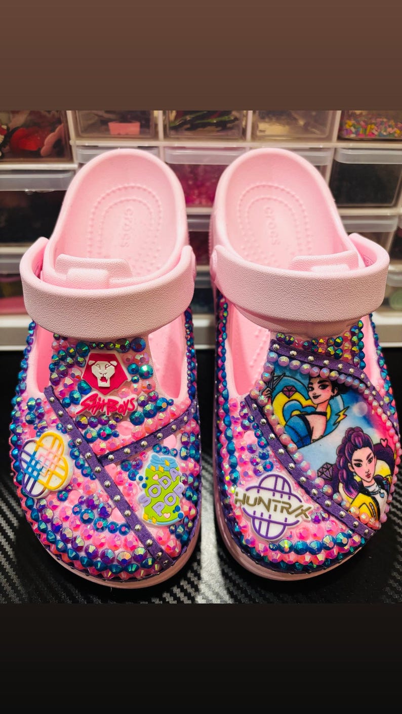 K-pop–inspired Custom Crocs | Rhinestone Bling Concert Shoes ...