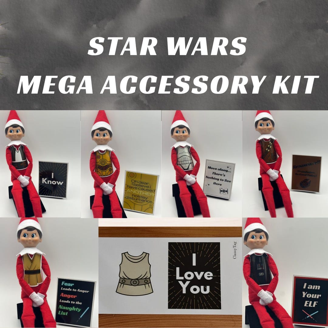 Star Wars Elf on the Shelf Sticker Outfits – 7 Character Accessory Kit ...