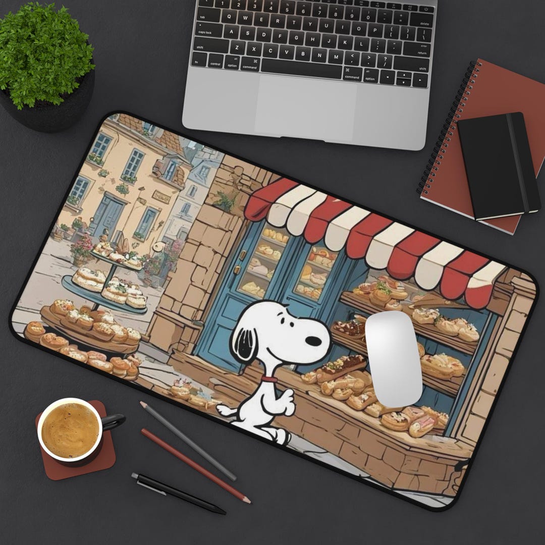 Snoopy Buying Pastries Desk Mat, Peanuts Fan Gift, Cute Cartoon Mouse ...