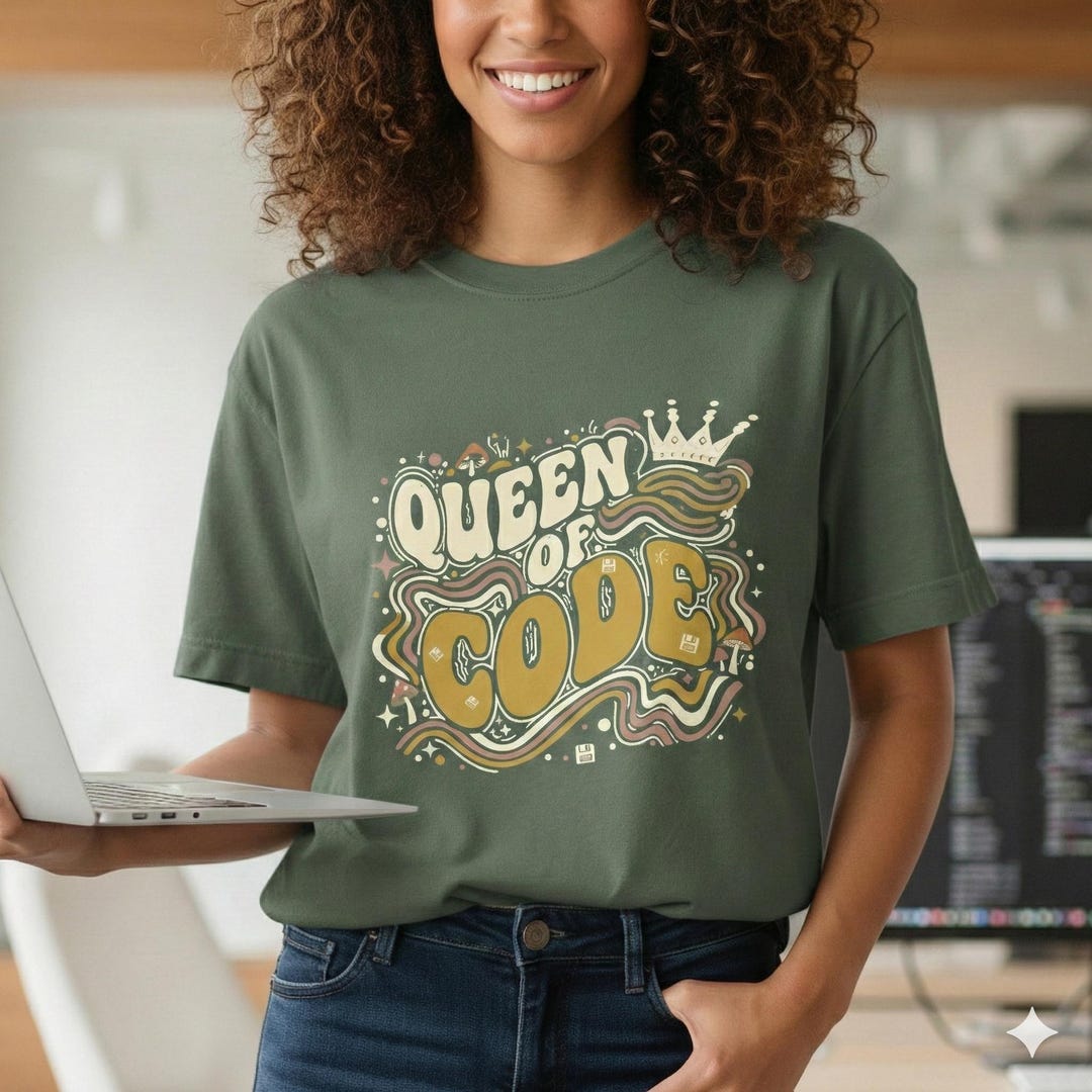 Queen of Code Shirt, Software Engineer Top, Comfort Colors 1717, Female ...