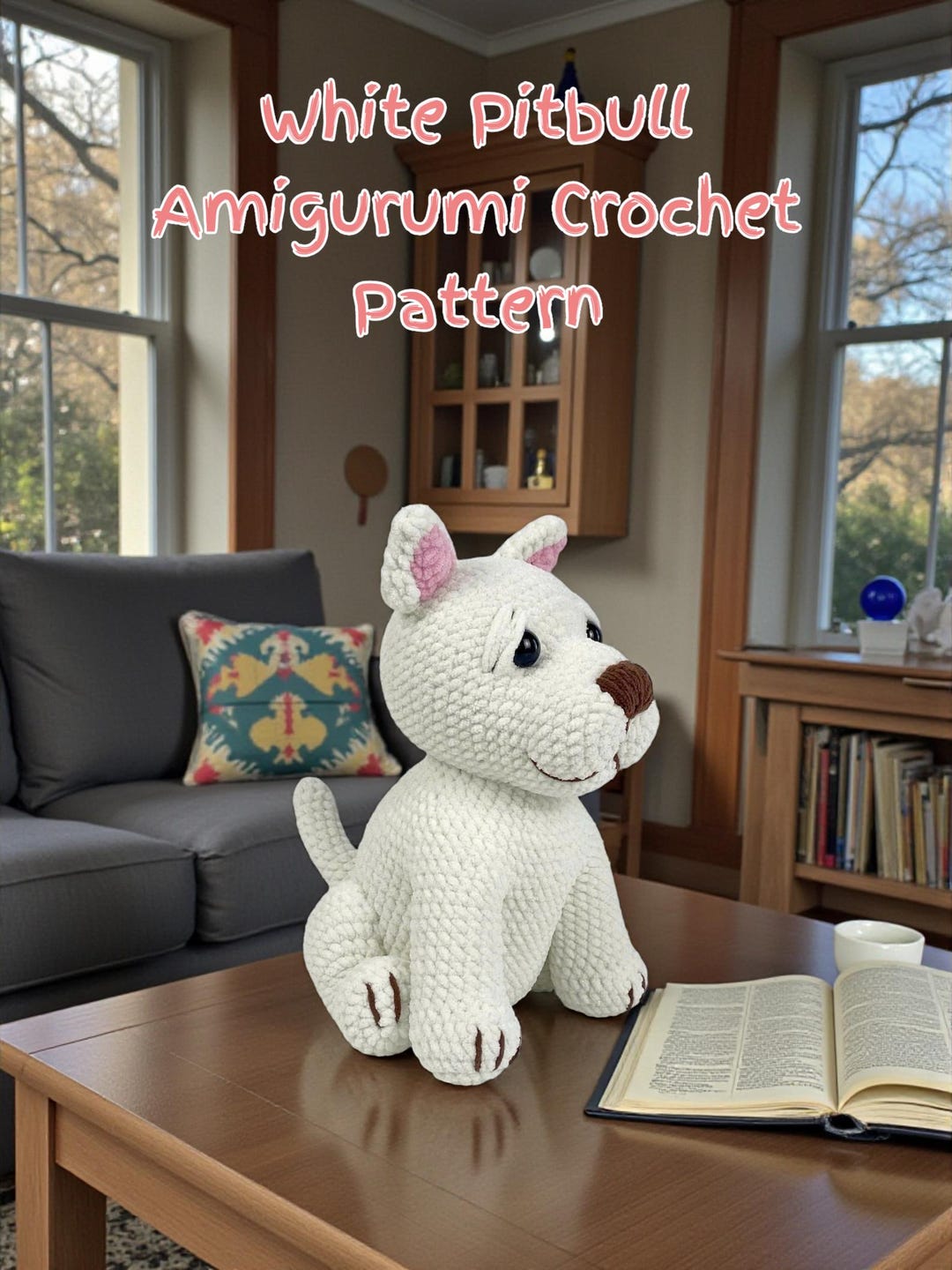 White Pitbull Amigurumi Crochet Pattern – Dog PDF| Pitbull Dog ...