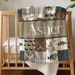 Crib Bedding Set, Neutral Vintage Bunny Rabbit Rabbits on Bikes, Sage ...
