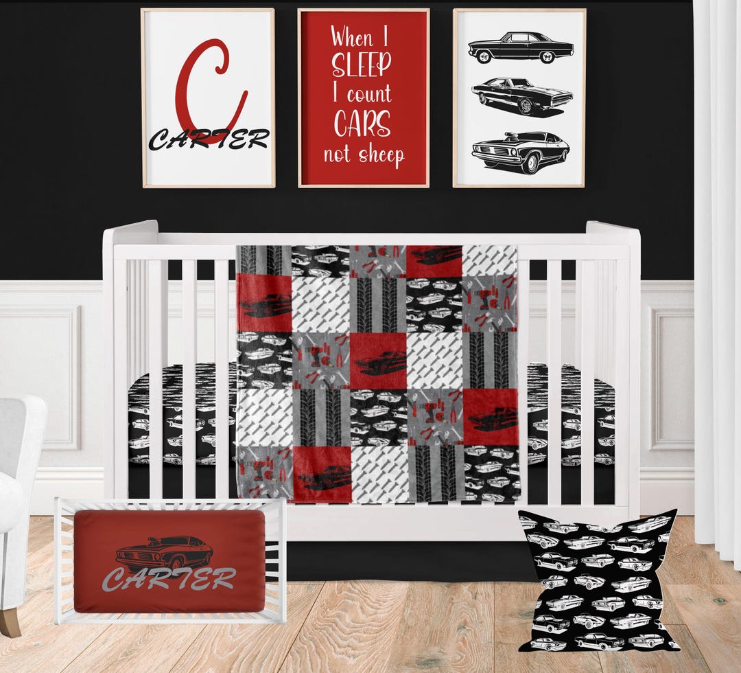 Muscle Car Baby Crib Bedding Set - Personalized Car-themed Baby Blanket ...