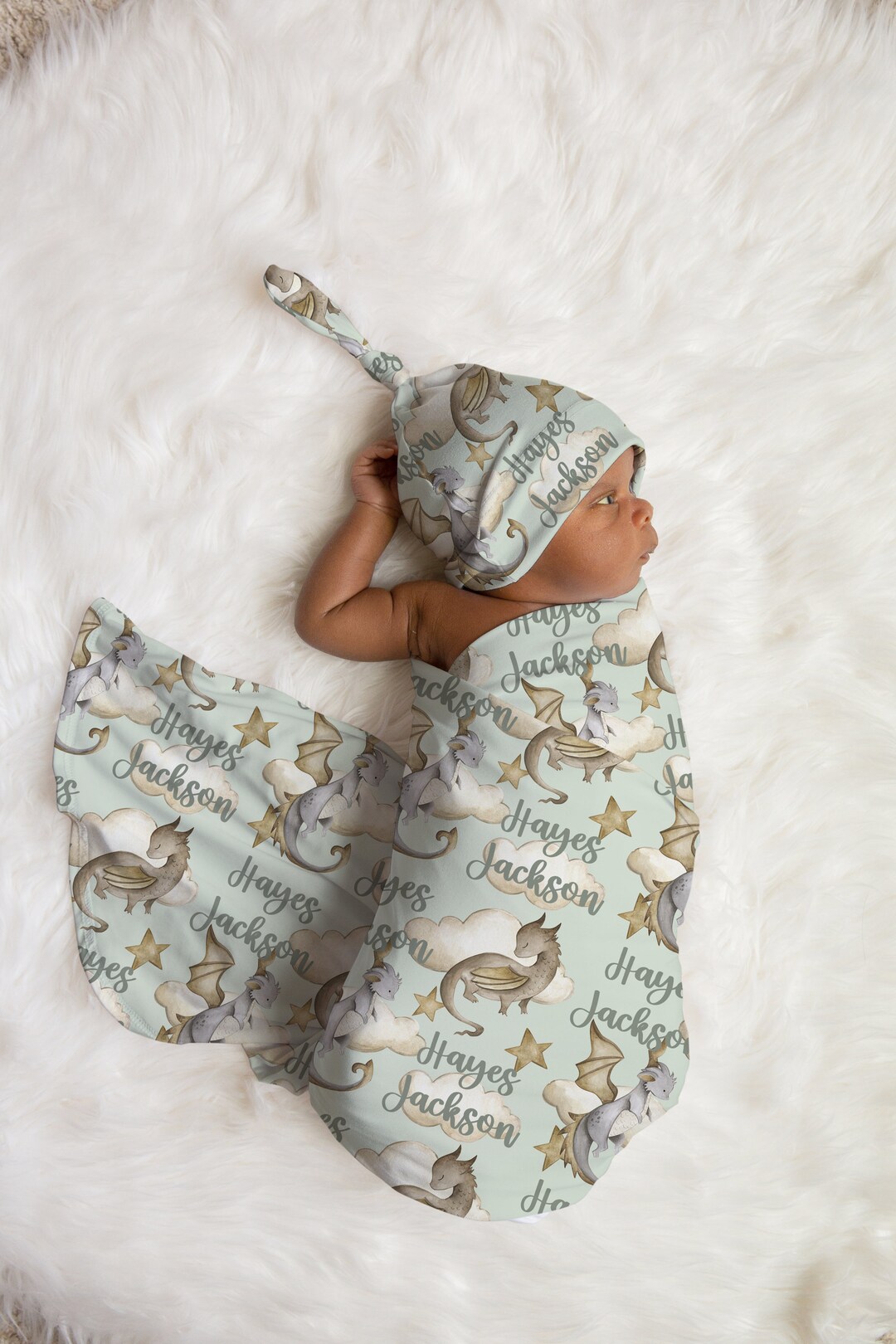 Swaddle Blanket Dragon Themed, Personalized Baby Swaddle Blanket and ...