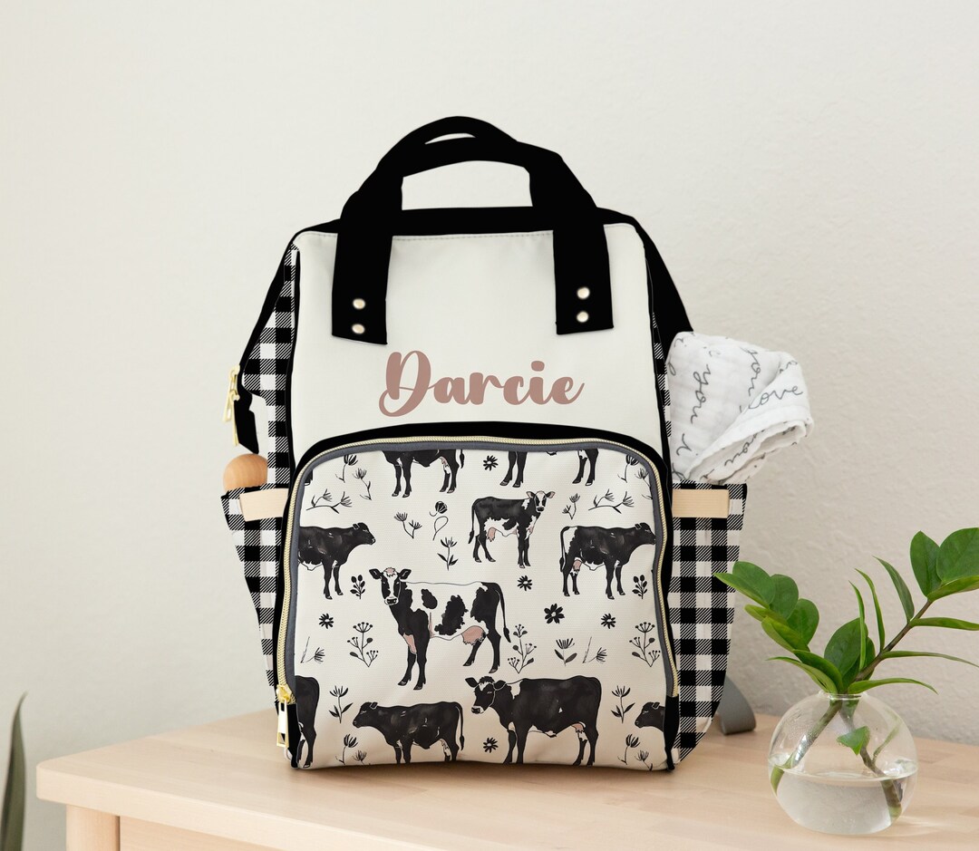 Personalized Cow Diaper Bag, Baby Cows Diaper Bag, Farm Baby Shower ...