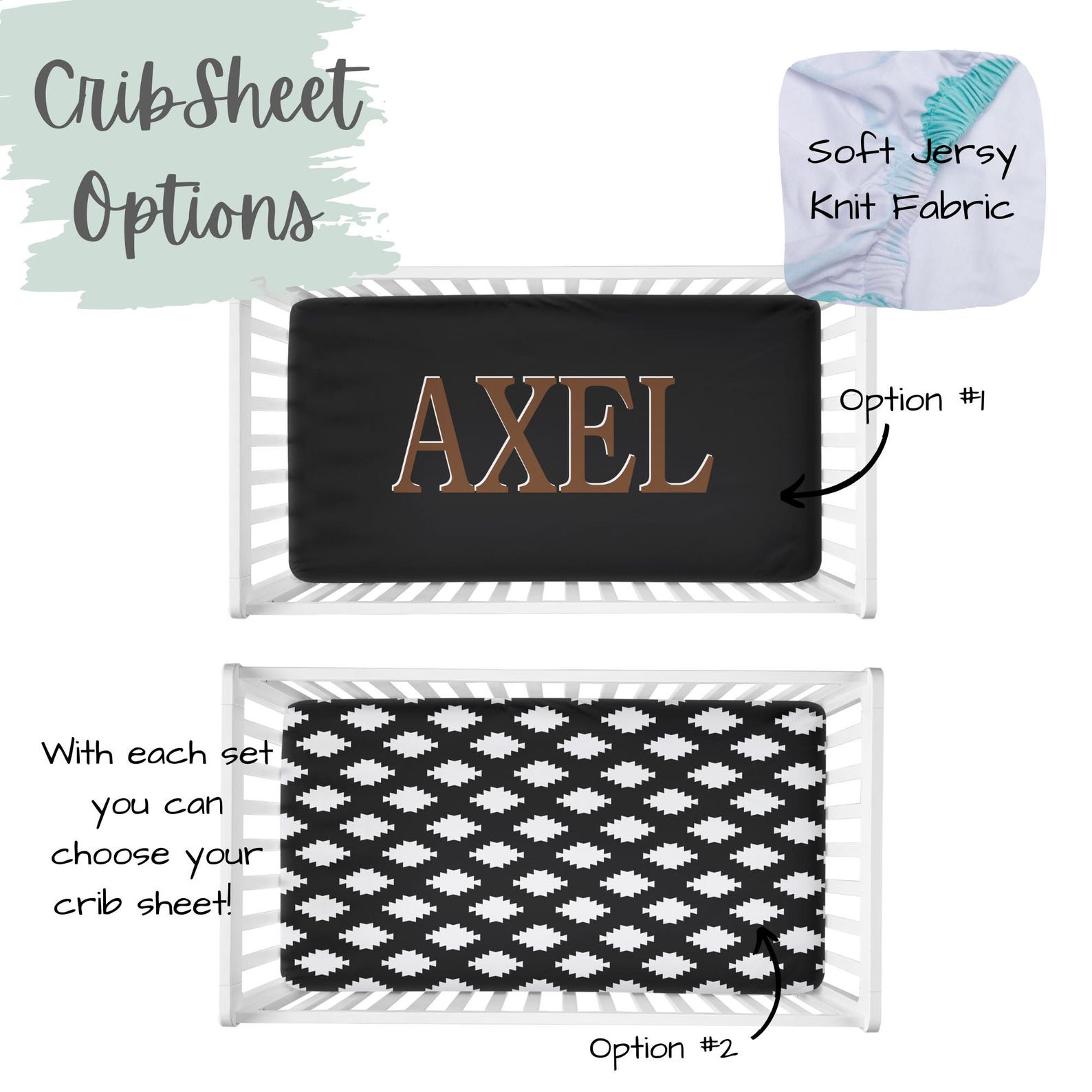 Modern Black White Rust Crib Bedding Set: Personalized Nursery Baby ...