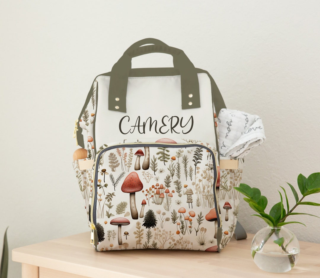 Mushroom Diaper Bag, Diaper Bag Backpack, Baby Name Bag, Personalized ...