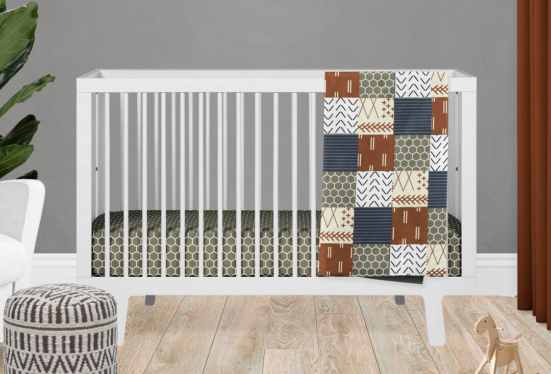 Rustic Patchwork Crib Bedding Set Baby Boy Nursery Decor Woodland Theme ...