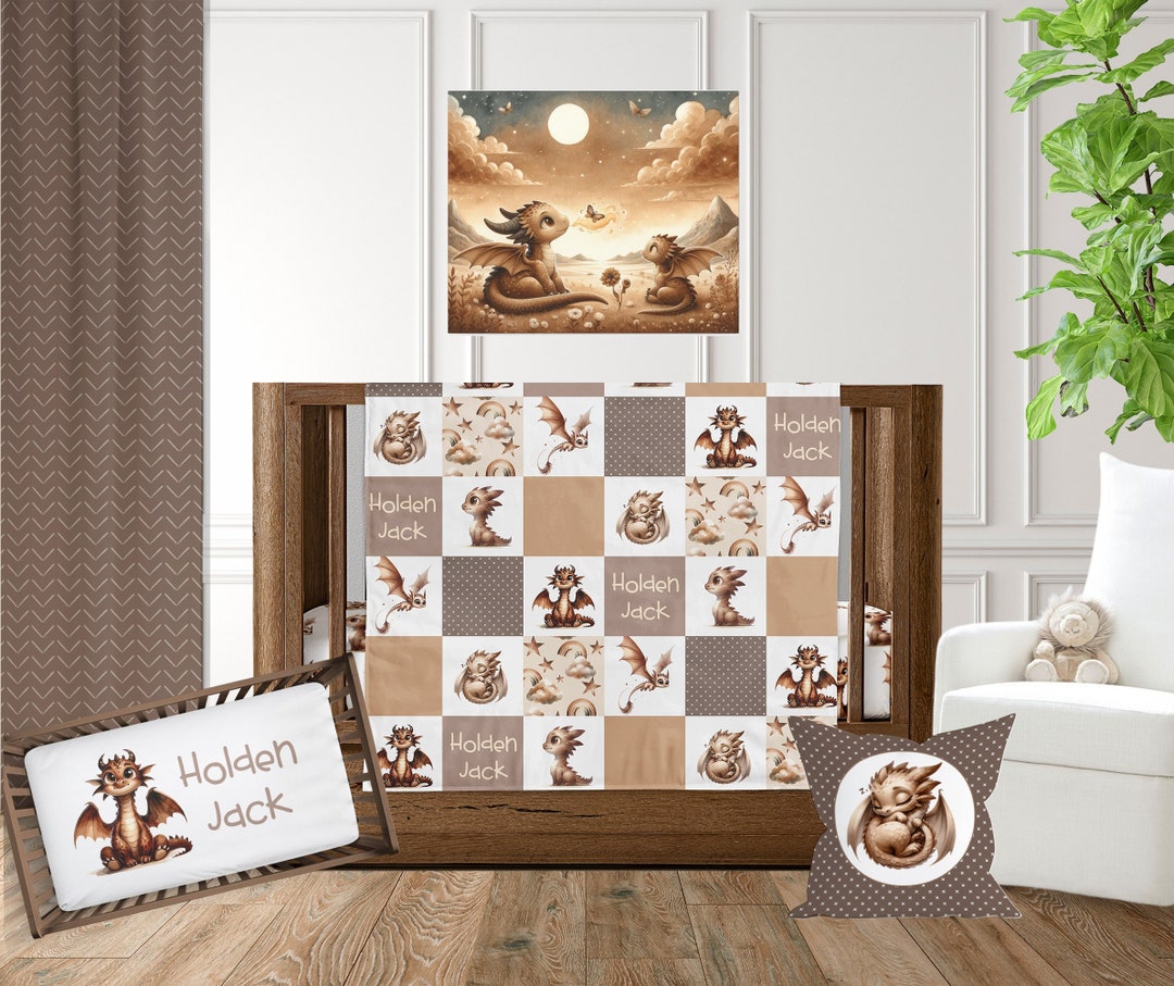 Dragon Nursery Bedding, Baby Dragon Crib Set, Personalized Baby Boy ...