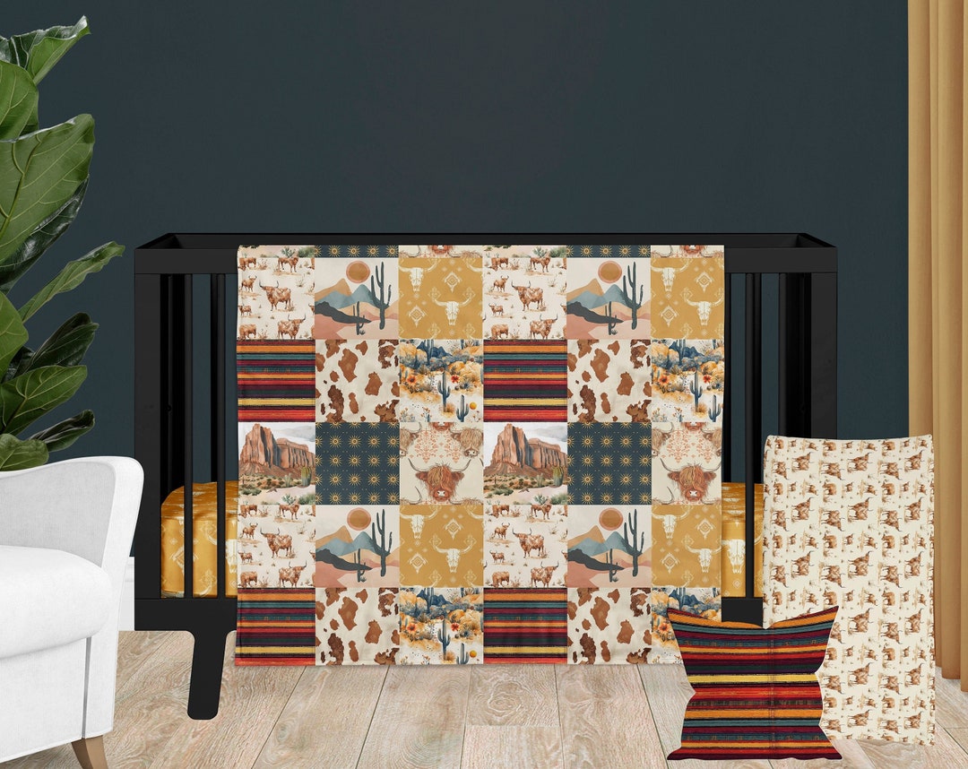 Cow Western Farm Crib Bedding Set - Rustic Country Nursery Decor ...