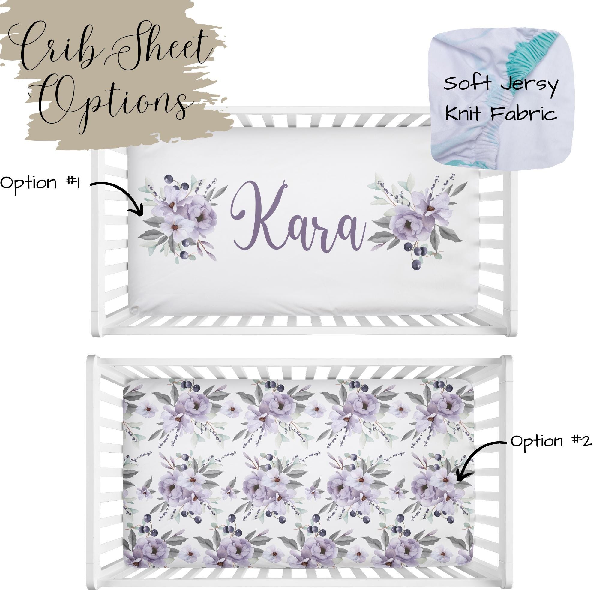Purple Floral Crib Bedding Set: Personalized Baby Girl Nursery Decor - Etsy