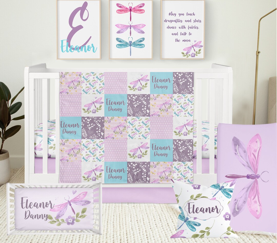 Dragonfly Nursery Bedding, Baby Girl Crib Bedding Set Dragonfly, Girl ...
