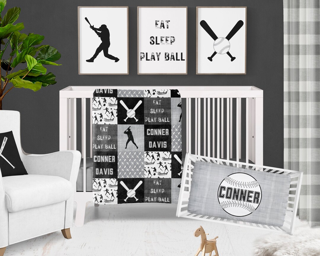 Baseball Crib Bedding Set, Baby Boy Baseball Nursery Baby Bedding ...