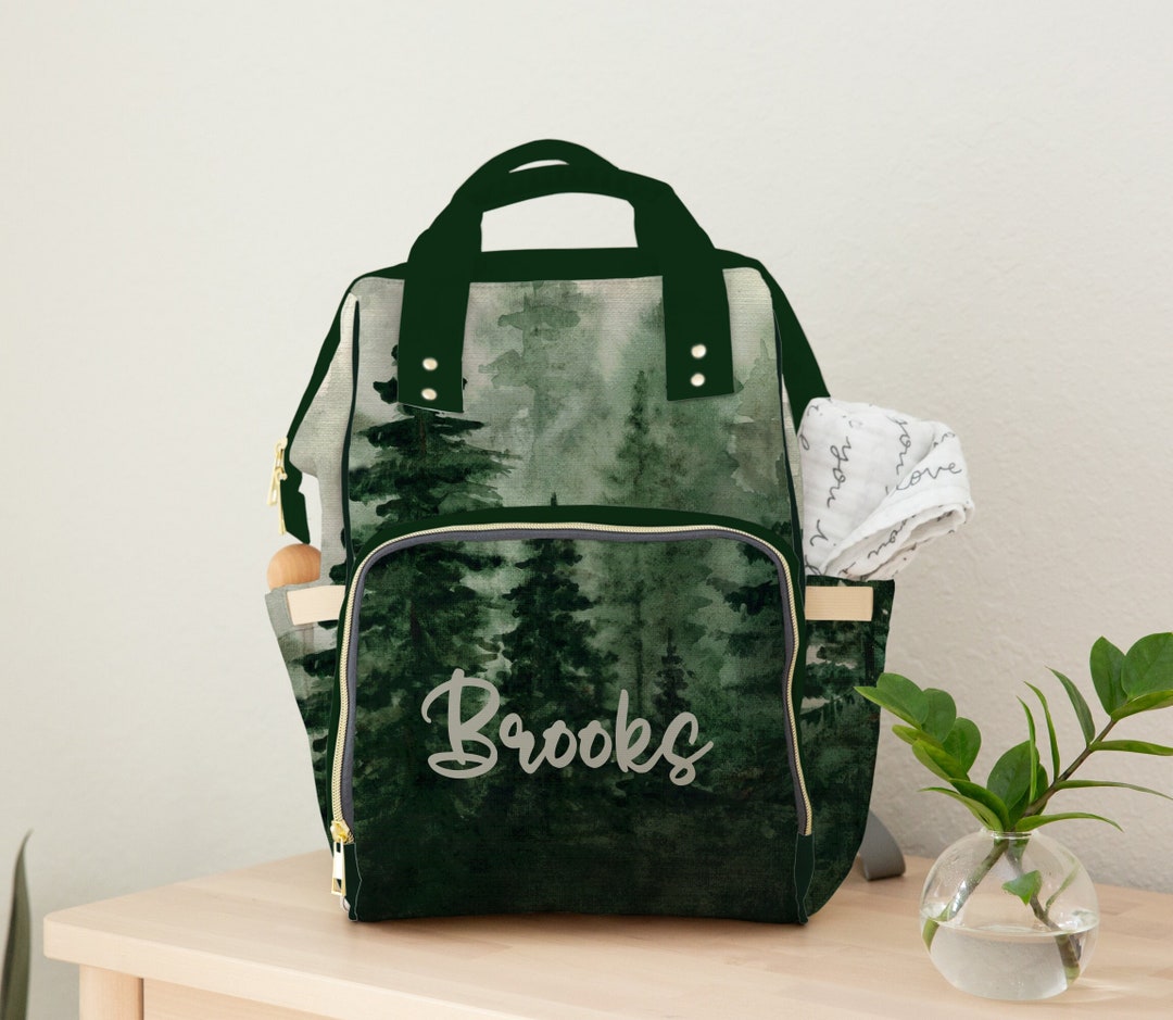 Forest Diaper Bag Backpack Personalized, Baby Boy Diaper Bag Woods ...