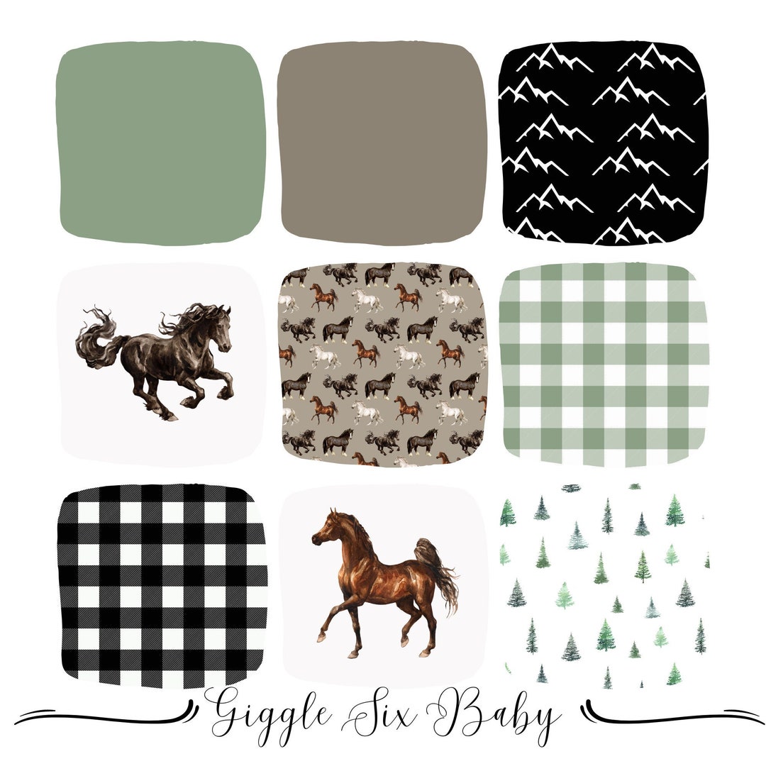 Horse Nursery Crib Bedding Pattern Options to Design Your Own Mix and ...