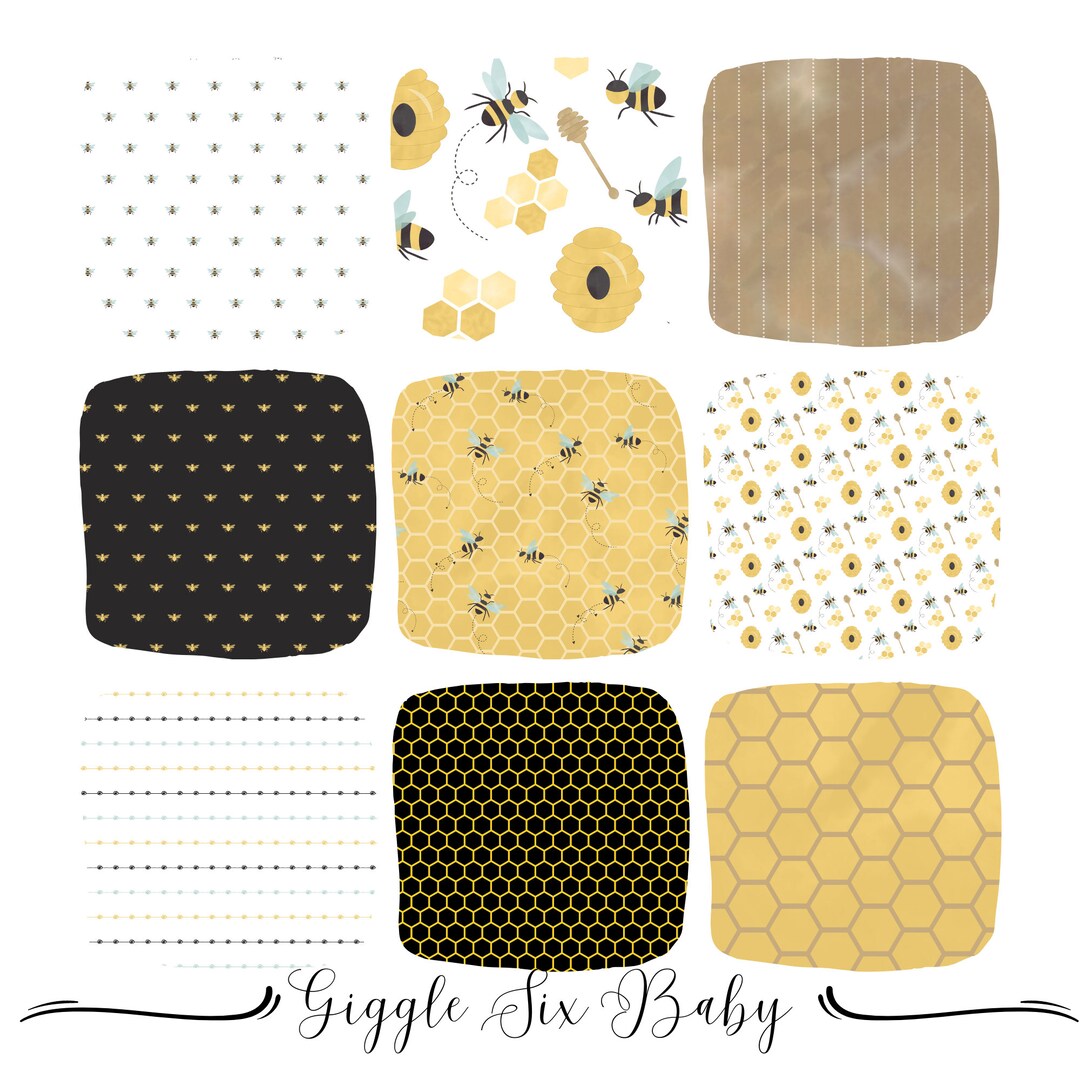 Bee Nursery Crib Bedding, Baby Bedding for Bumble Bee Nursery, Mix and ...