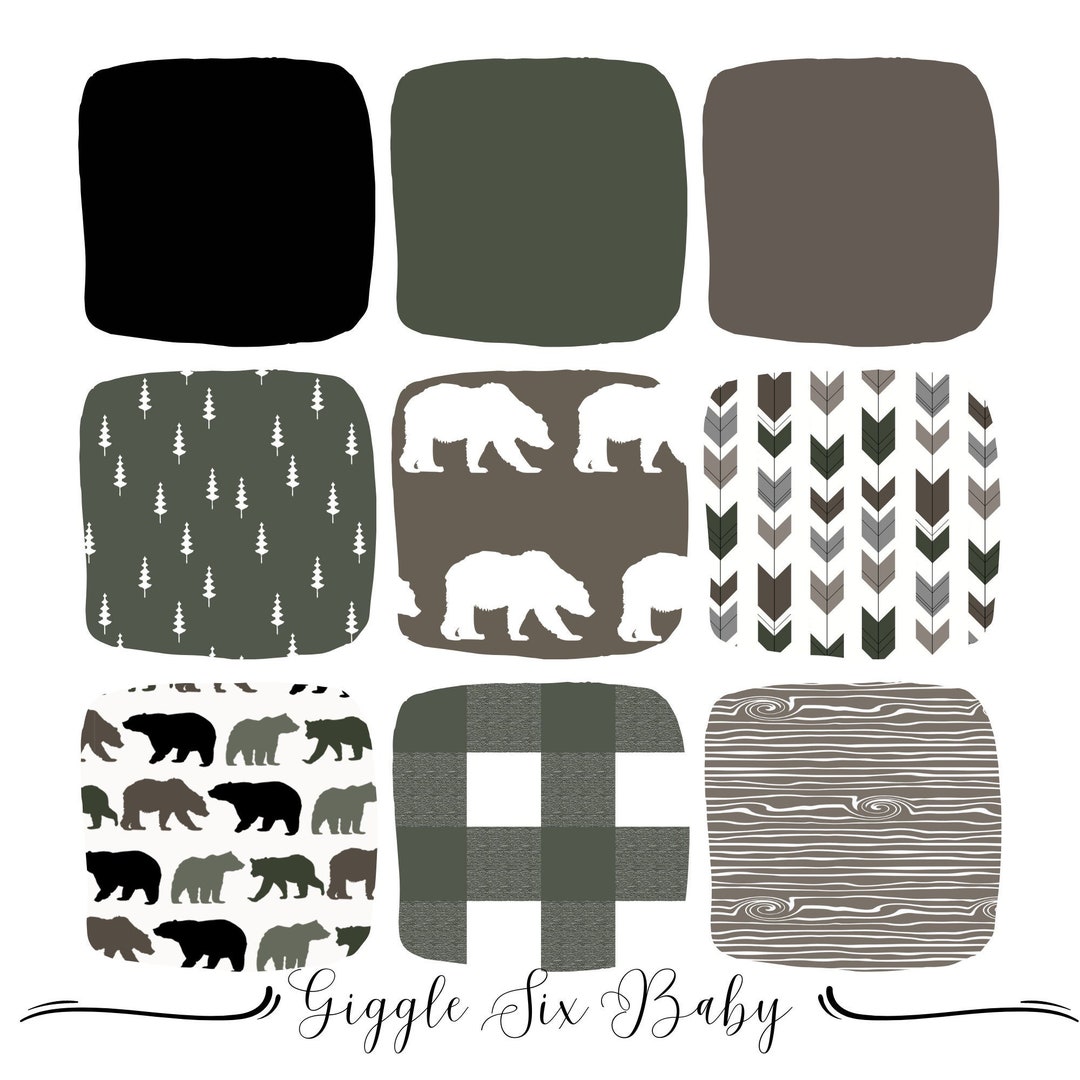 Bear Crib Bedding Pattern Options, Woodland Baby Boy Nursery Bedding ...