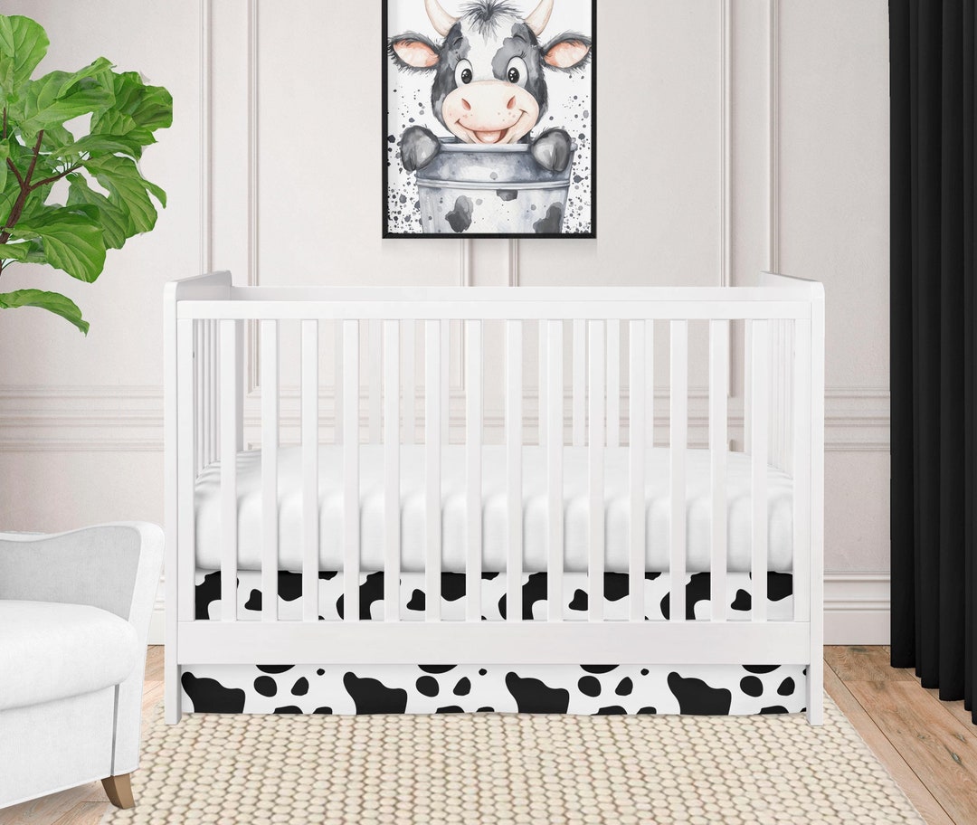 Cow Print Crib Skirt, Farm Nursery Theme Crib Skirts, Baby Bedding for ...