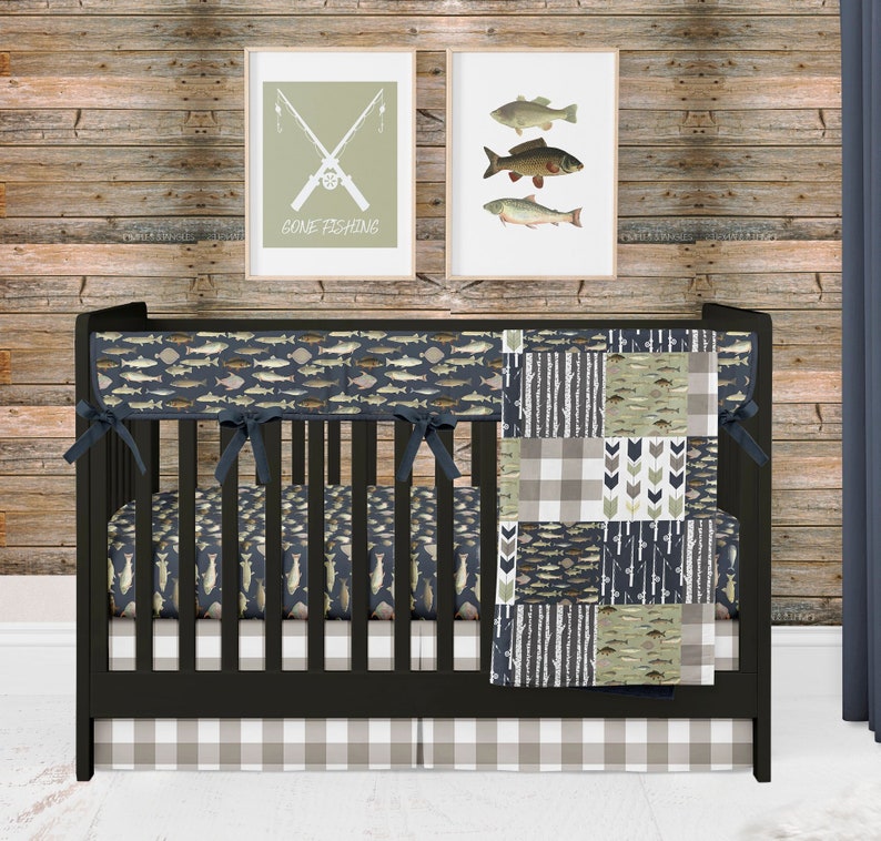 Baby Boy Fishing Crib Bedding Set for Outdoor Adventure | Etsy