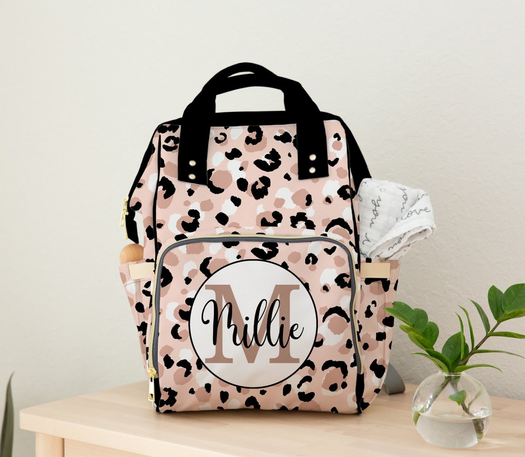 Girl Diaper Bag, Cheetah Print Backpack Diaper Bag in Pink and Black ...
