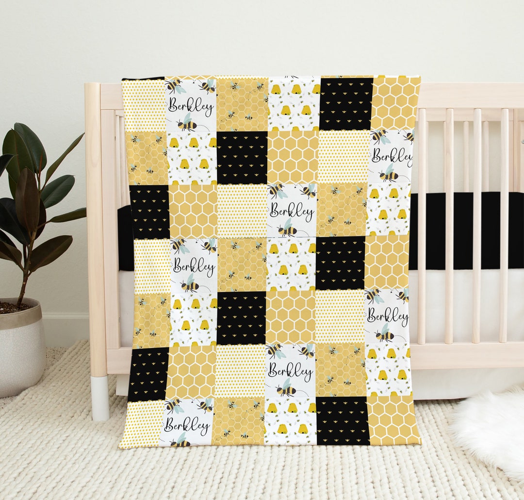 Bee Baby Blanket, Personalized Bumblebee Throw Blanket, Baby Girl ...