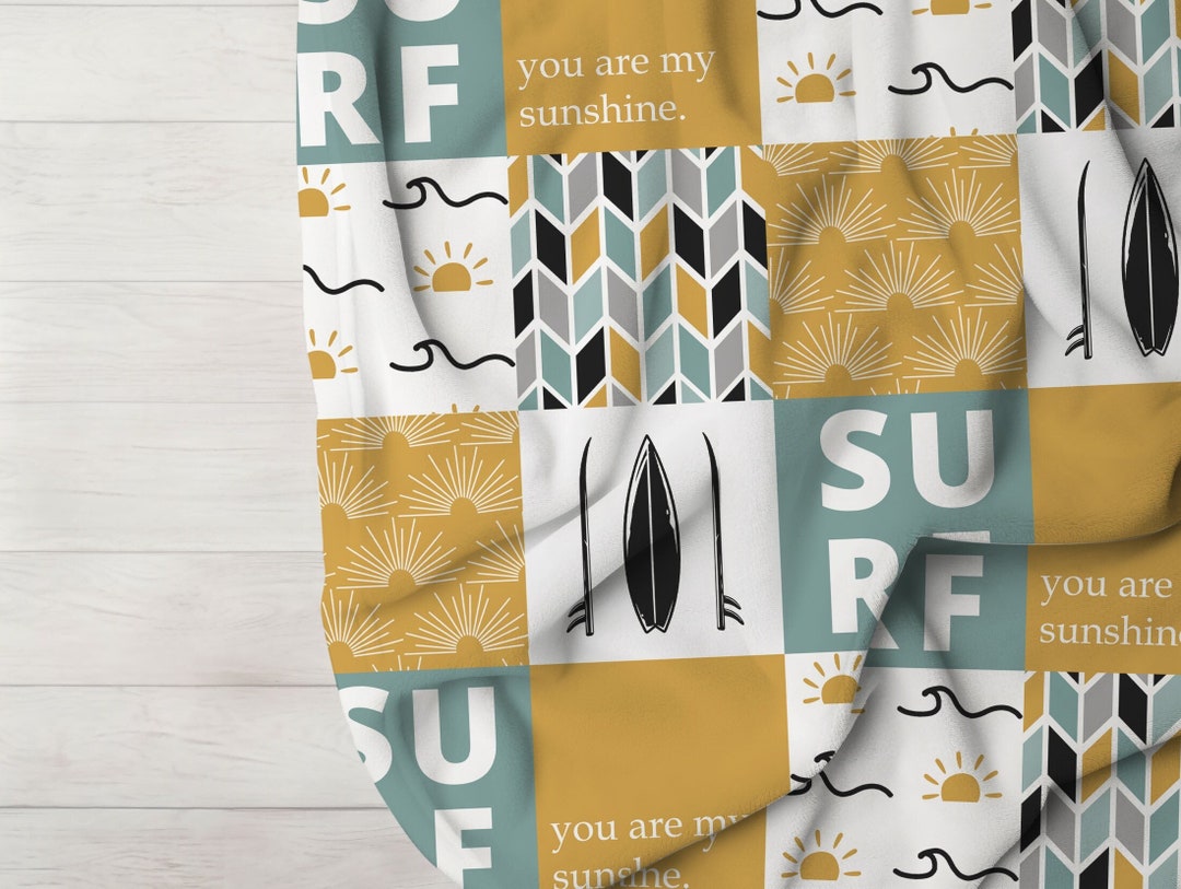Surf Theme Baby Blanket - You Are My Sunshine Modern Patchwork Blanket ...