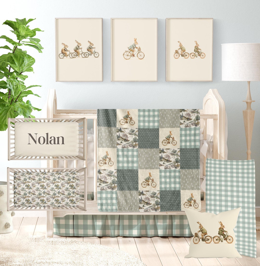 Bunny Rabbit Crib Bedding Set, Peter Rabbit Baby Bedding, Gender ...