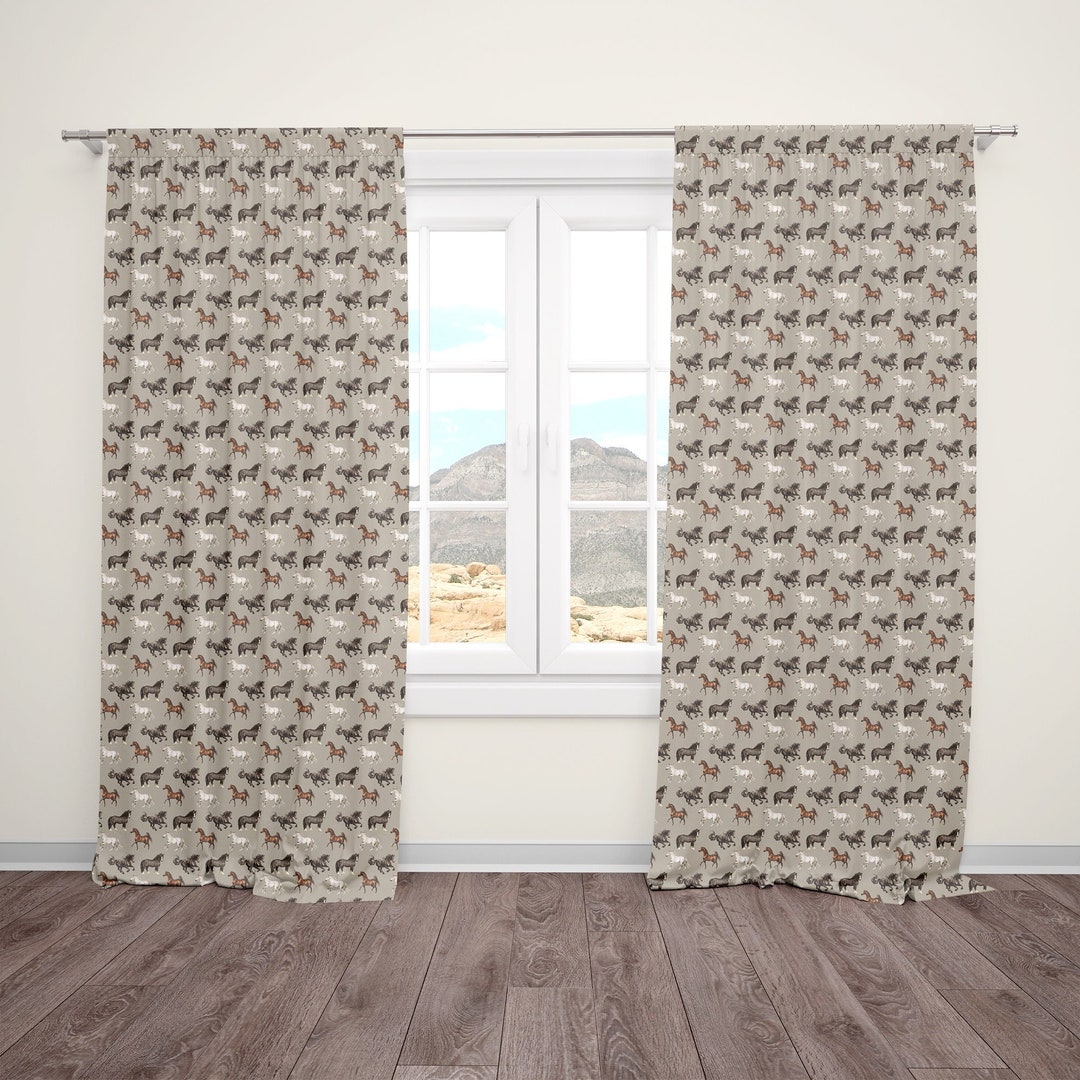 Horse Curtain Panels, Horse Themed Bedroom Nursery Decor, Horses ...
