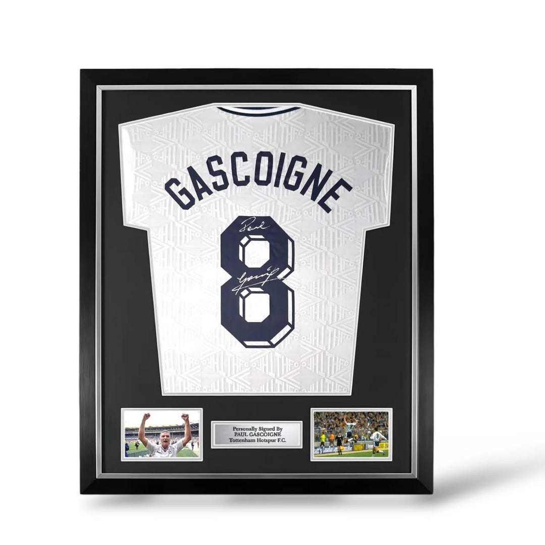 Paul Gascoigne ‘gazza’ Signed Tottenham Hotspur 1991 Home Shirt- Deluxe ...