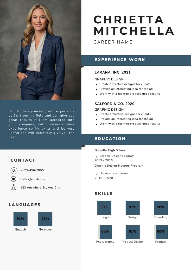 Canva Resume Template Bundle ATS Friendly Professional CV Cover Letter ...