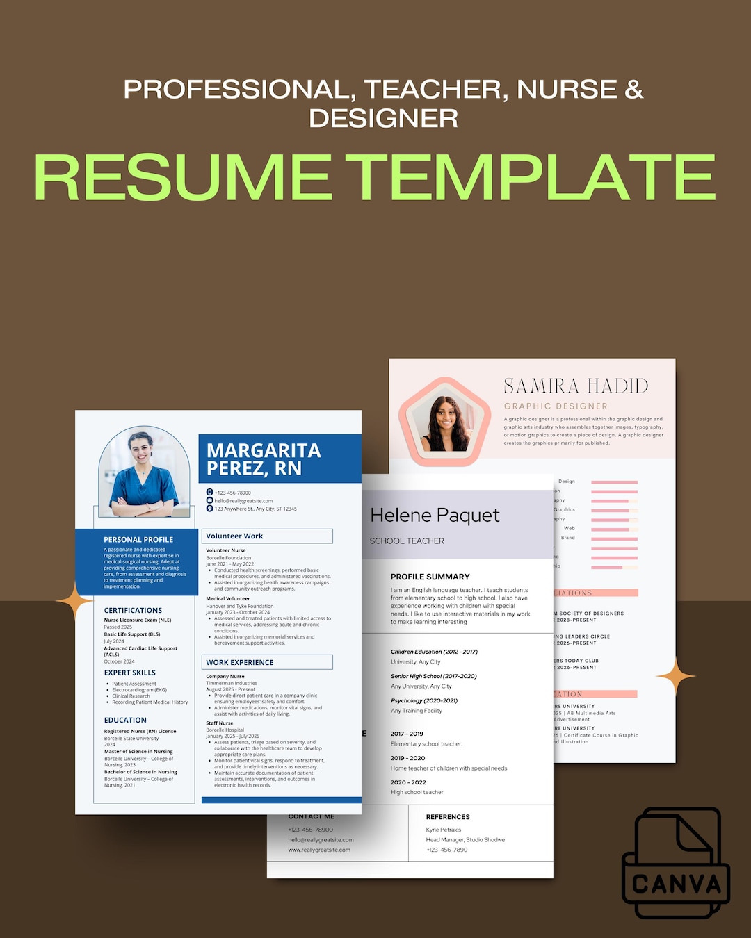 Canva Resume Template Bundle ATS Friendly Professional CV Cover Letter ...