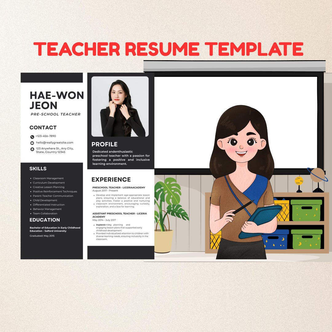 ATS Friendly Resume Template 2026 Teacher, Modern CV Word Canva Bundle ...