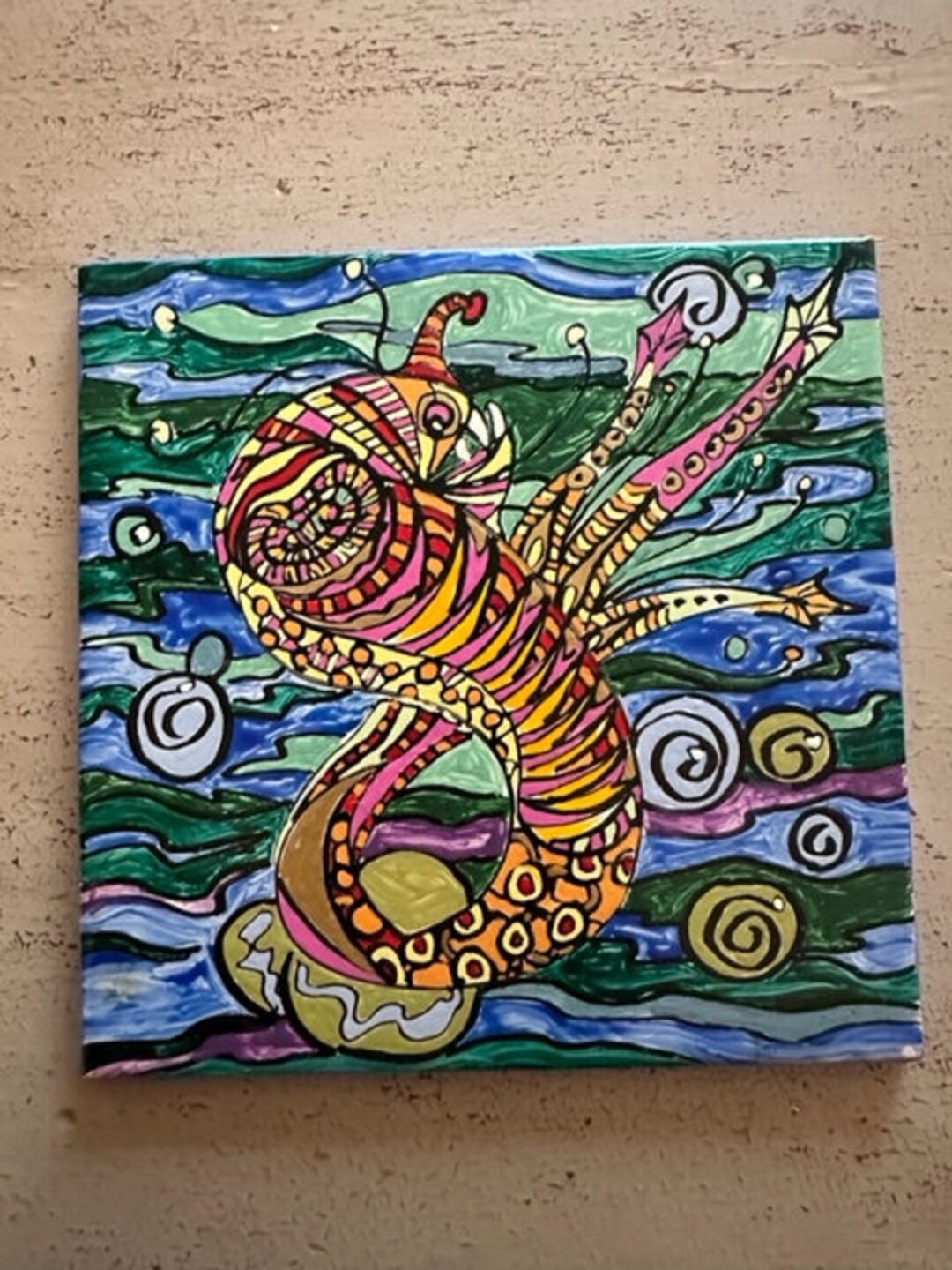 Hand Painted Sea Creature on Ceramic Tile - Etsy