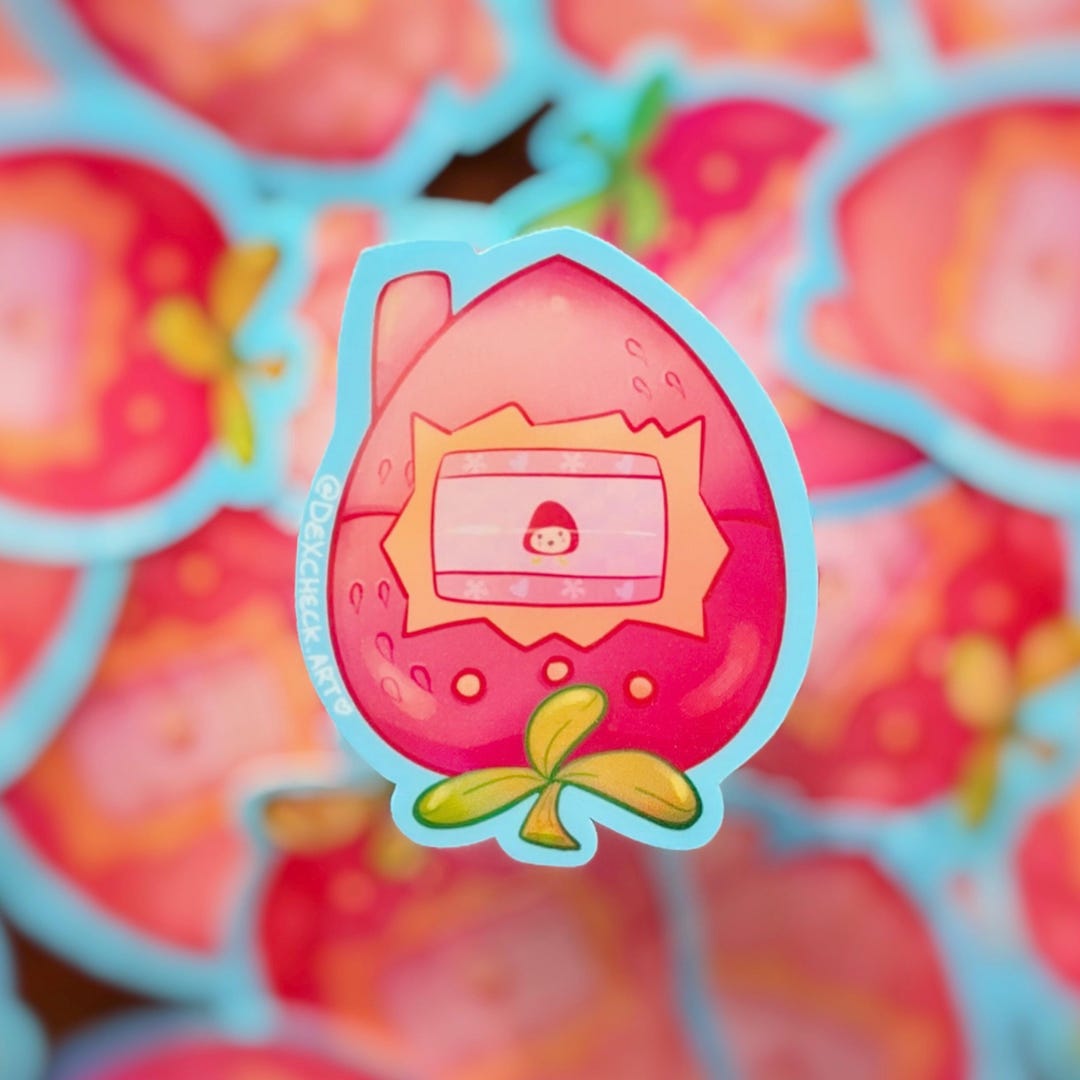 Tamagotchi Ichigotchi Matte Peachy Sticker! | Kawaii Waterproof Sticker ...