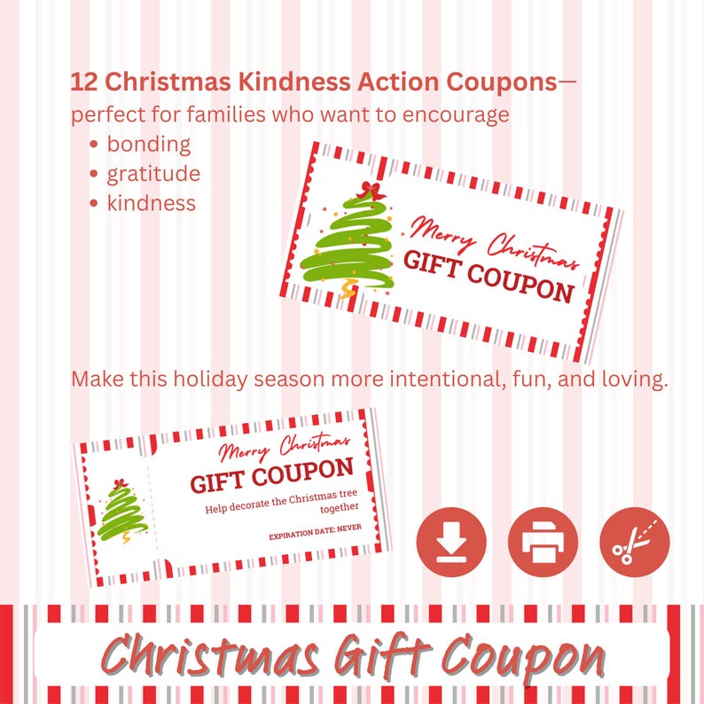 Christmas Kindness Coupons | Printable Holiday Activity (PDF) - Etsy