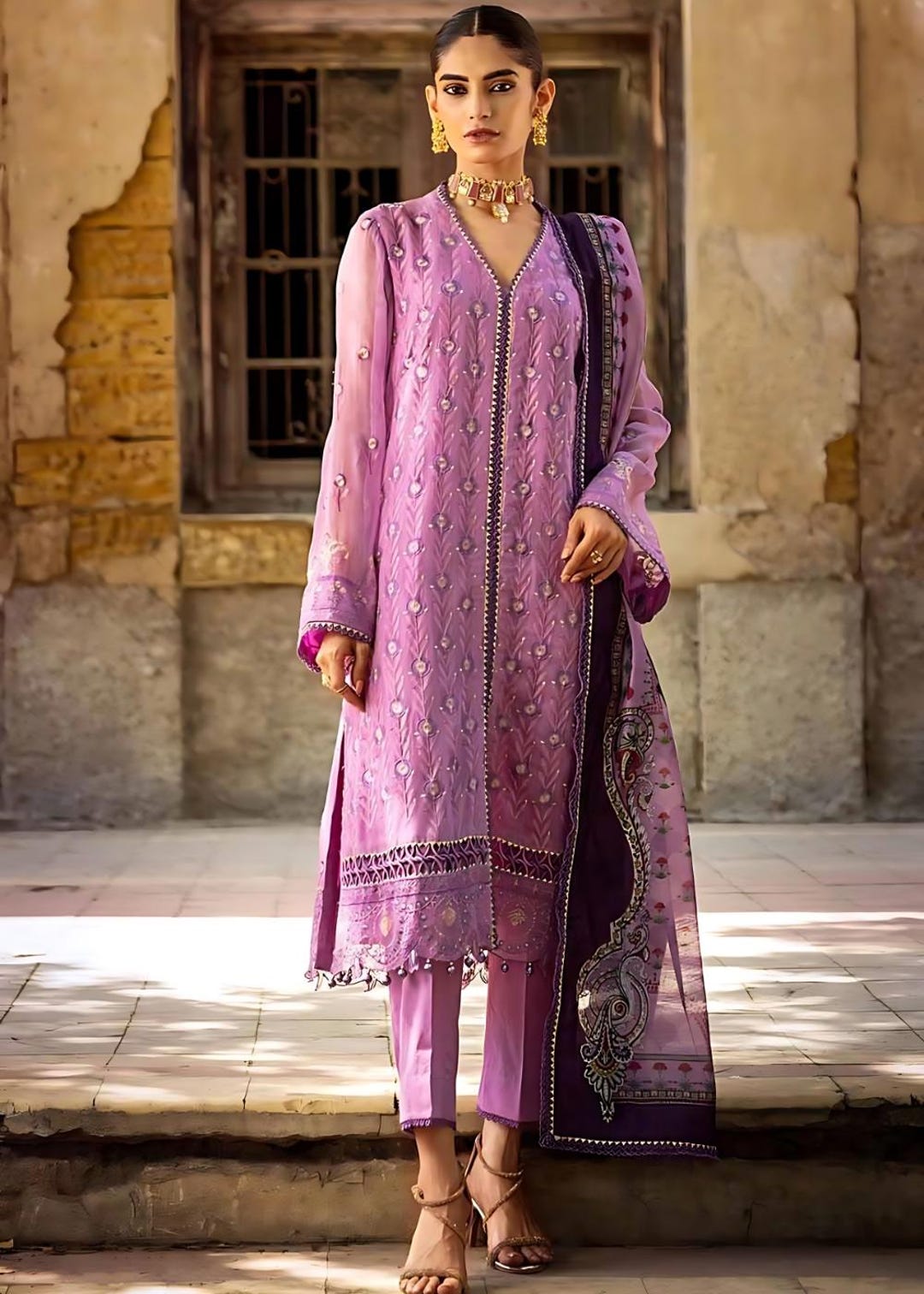 Gul Ahmed Indian Wedding Dresses | 3-piece Unstitched Pink Embroidered ...
