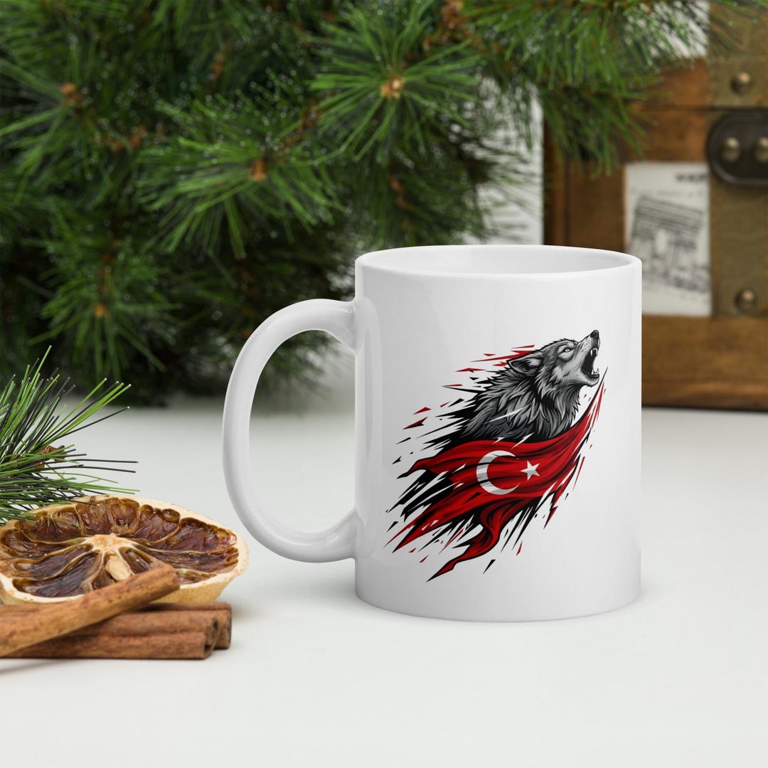 Turkish Wolf Mug, Crescent Moon Star Flag, Turkiye Nationalist Gift - Etsy