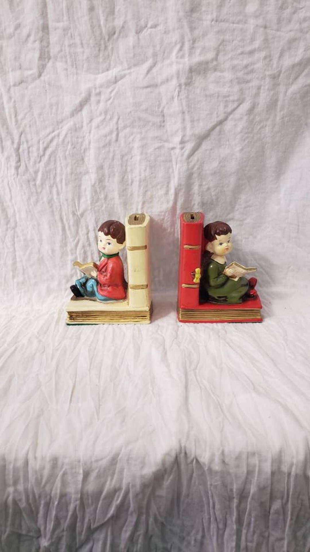Vintage Bookends Coin Banks Kids Bookends Boy and Girl Money - Etsy