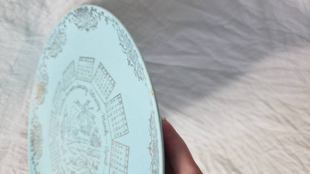 Vintage 1959 Blue Calendar Plate Collectible - Etsy