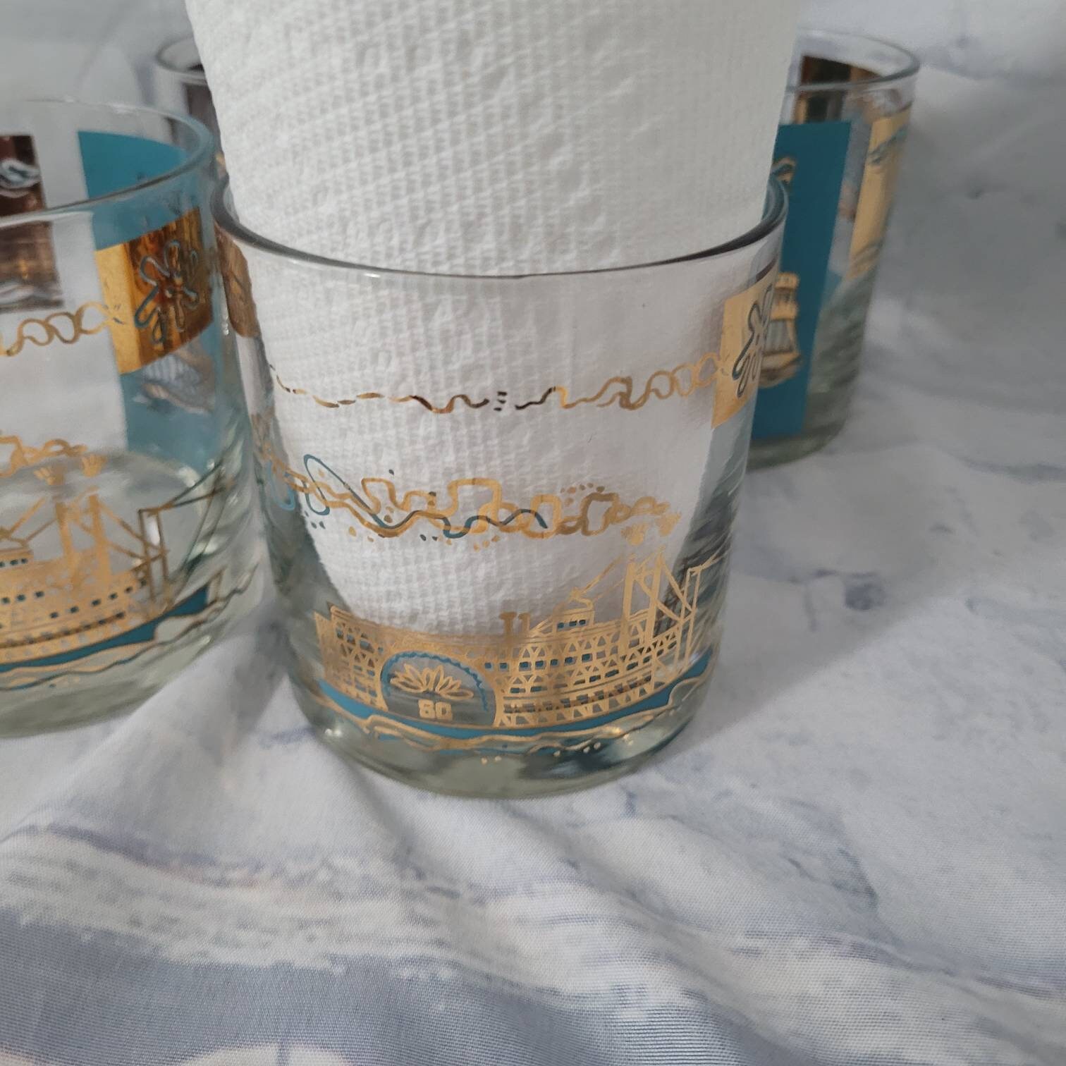 Vintage Retro Libbey Gold and Turquoise Southern Comfort - Etsy