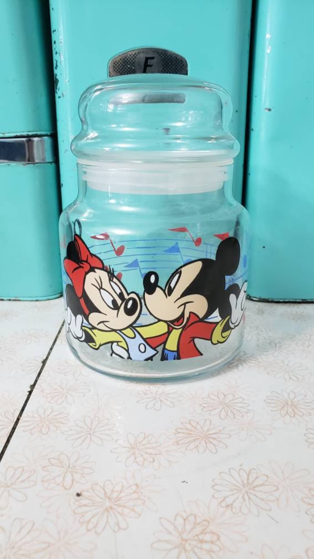 Collectable Mickey Mouse and Minnie Mouse Glass Canister From Disney - Etsy