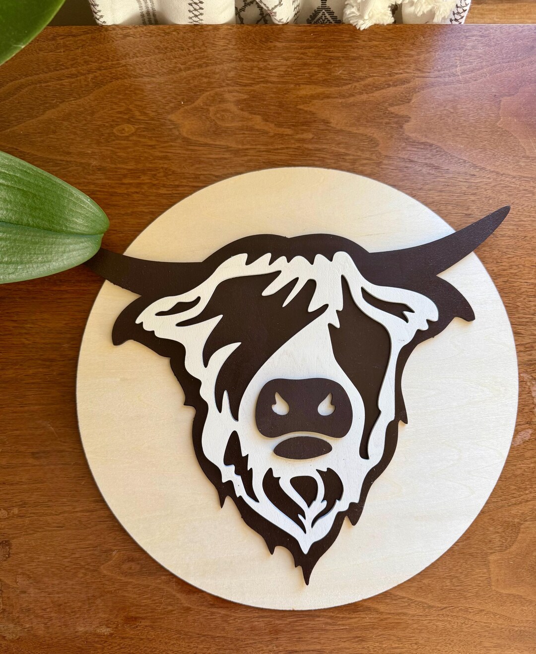 Laser Cut, Layered, Hand Painted Highland Cow Plaque - Etsy
