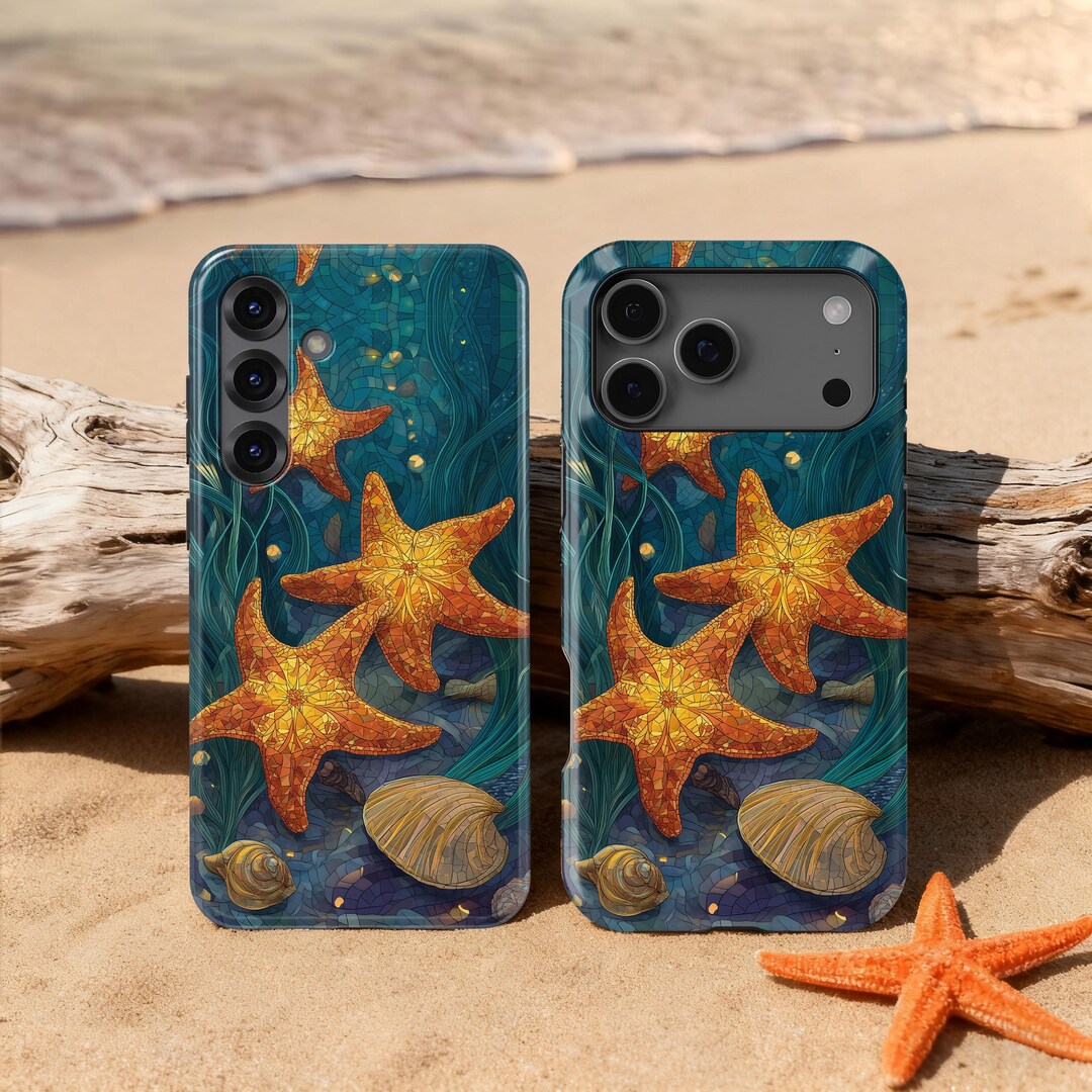 Tropical Starfish Marine Life Design Phone Case for iPhone 17 16 15 14 ...