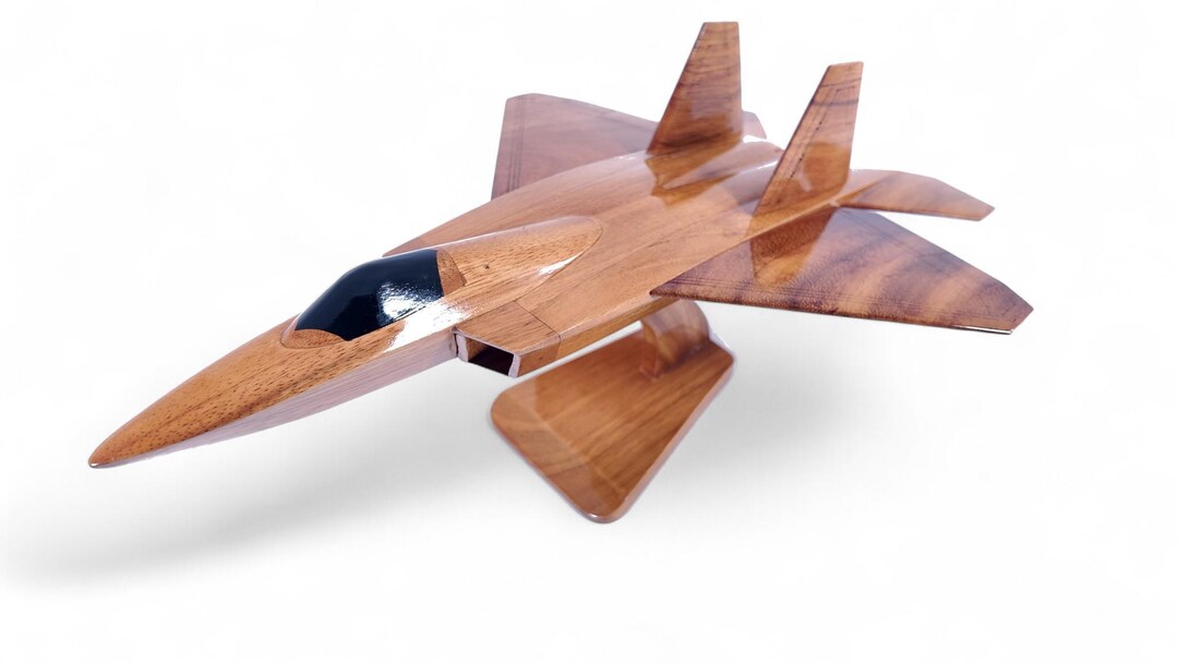 Handcrafted F-22 Raptor Wood Replica Airplane - Beautiful All-wood ...